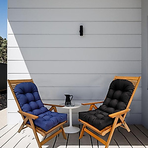Patio Rocking Chair Cushion,Waterproof Non-Slip High Back Patio Cushions,43Inch Indoor/Outdoor Chaise Lounger Cushions (Black)