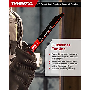 25 Pack,9 inch,14/18 TPI,Reciprocating Saw Blade Set,M42 Teeth with Cobalt Bi-Metal Blades, for Automatic Dismantling Sawzall Blades for 1/16-5/16 Medium Metals