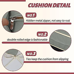 Parkerly Outdoor Patio Chair Cushion 20x20x4 Inch Waterproof Seat Cushions Indoor Double Piping Durable Comfortable Square Dining Chair Pads Gray with Zipper Chair Pad-Set of 2