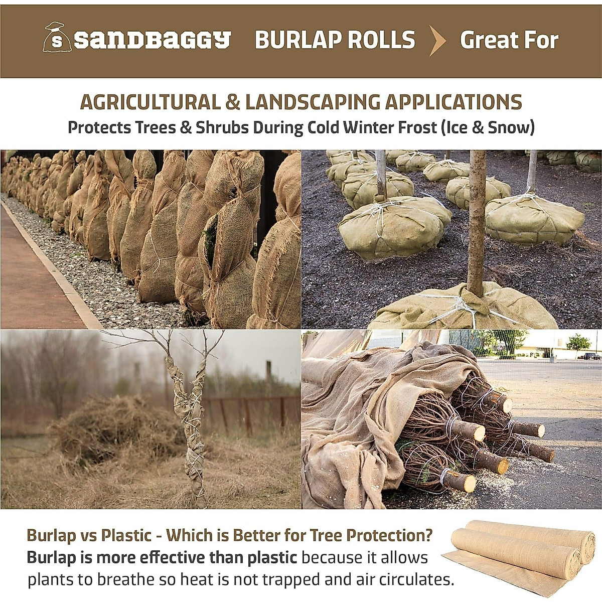 Sandbaggy Burlap Fabric Roll | 1 Roll - 40 inch Width by 300 ft Length | 30% Thicker Than Competition | Constructed from Industrial Grade Burlap Fiber | Great for Home Decor & Weddings, Plant Covers