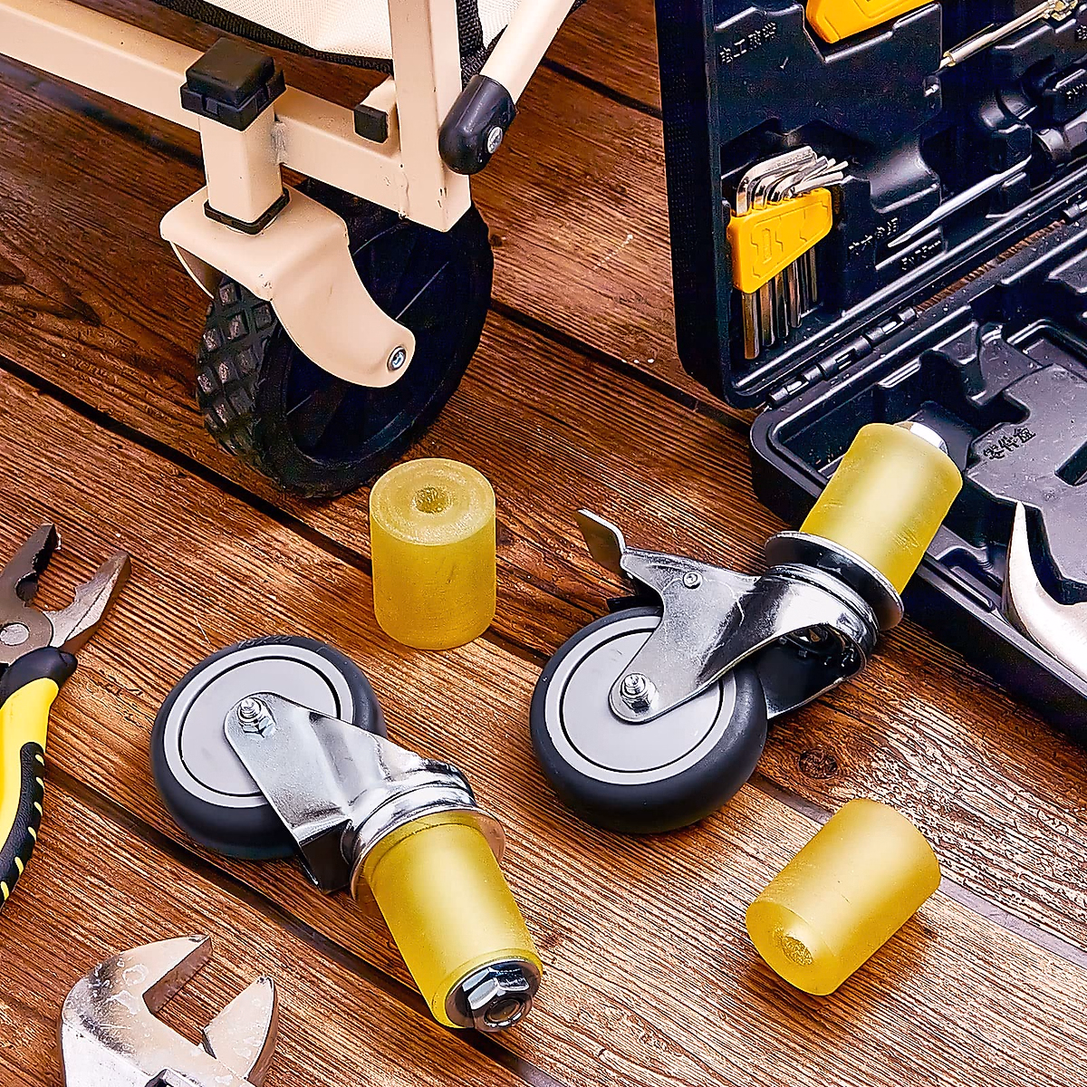 4 Pieces Work Table Caster Wheel Expanding Stem Caster Wheels Set of 4 Stainless Table Casters for Commercial Kitchen Prep Tables Worktable