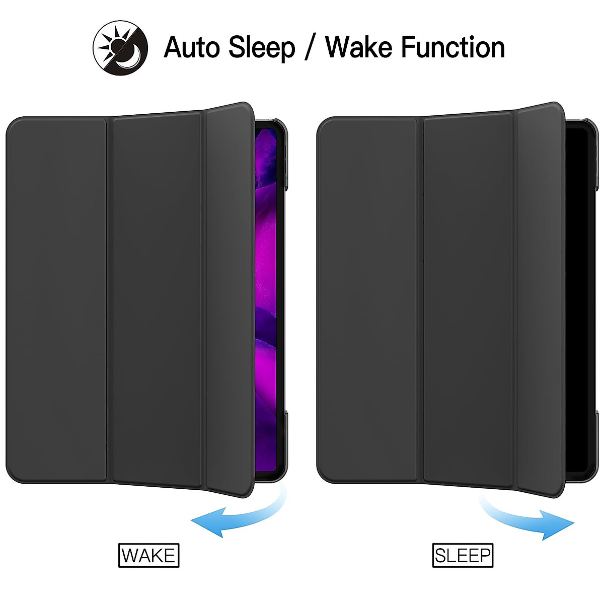 JETech Case for iPad Pro 12.9-Inch (2020/2018 Model, 4th/3rd Generation), Compatible with Pencil, Cover Auto Wake/Sleep (Black)