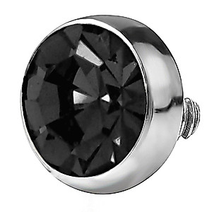 Forbidden Body Jewelry 14g 316L Internally Threaded Ultra Thin Flat Disc Black 4.4 mm Gem Top for Dermal Piercing
