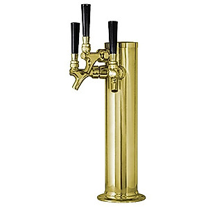 Bev Rite CT33B Draft Beer Dispensing Tower, 3 Faucet, Polished Brass