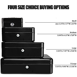 Jssmst Locking Small Steel Cash Box without Money Tray,Lock Box,Black Small