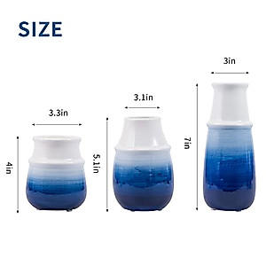 Bathroom Accessory Set 4 Piece & Blue Vase 3 Piece,Rustic Farmhouse Bathroom Decor, Living Room Decor, and Accessories, Blue