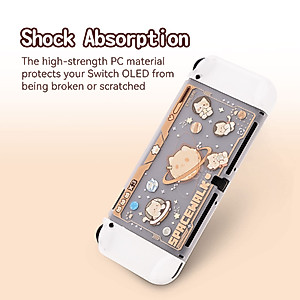 GeekShare Protective Case Slim Cover Case Compatible with Nintendo Switch OLED and Joy-Con - Shock-Absorption and Anti-Scratch - Space Cat