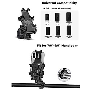 ZIDIYORUO Motorcycle ATV Phone Holder, Aluminum Heavy Duty Phone Mount for Motorcycle Universal 7/8"-9/8" Handlebars, Fit for All iPhone 14 13 12 Pro Max Android Samsung Smart Devices