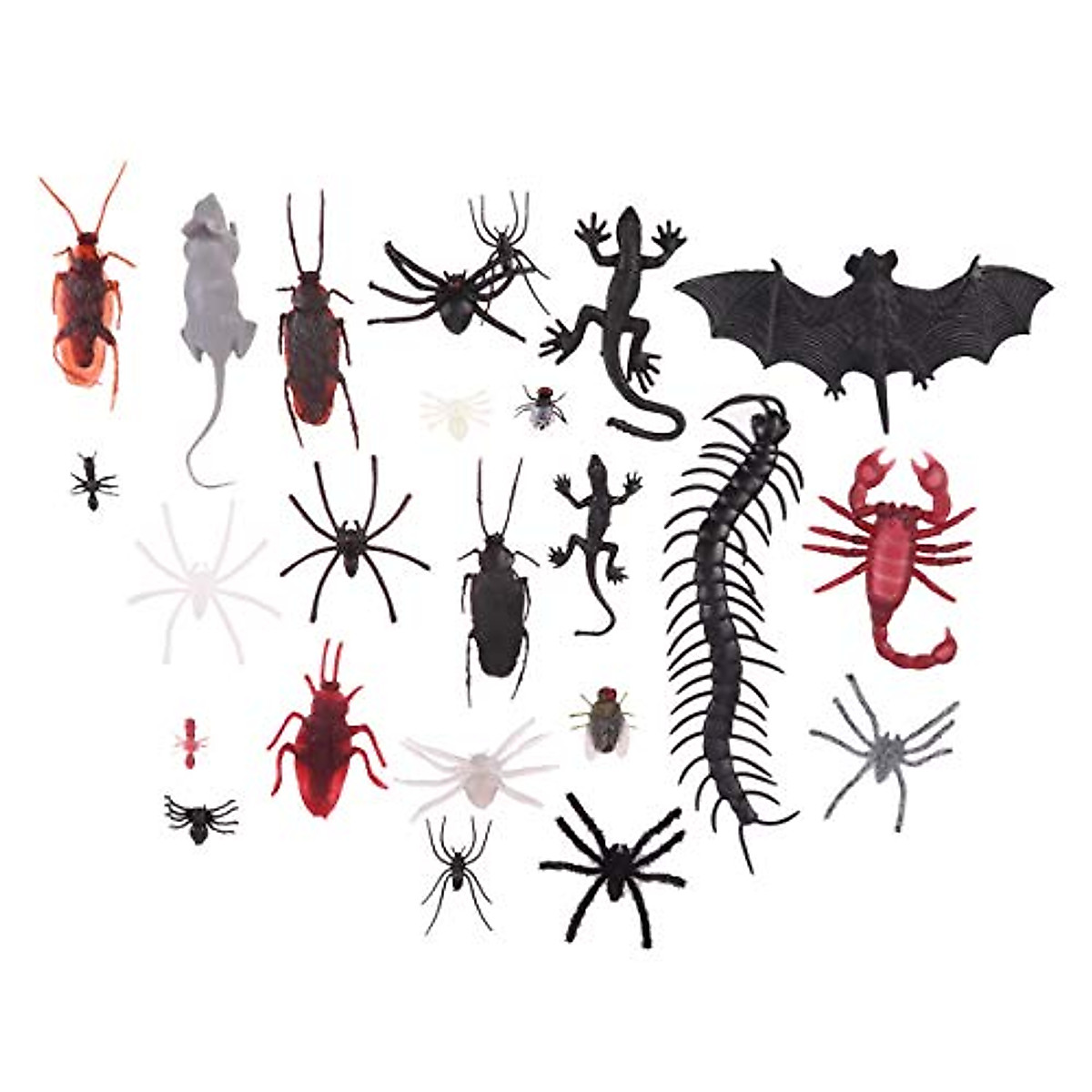 Gadpiparty 582 pcs Set Witch Women Roaches Style Ears Novelty Plastic for Knife Fools Decorations April Bugs Joke Bats Per Spider Mixed Favors Small Scorpions Ghost Skull Party