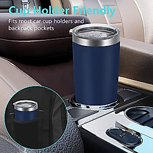 Waipfaru 20 oz Tumbler, Insulated Tumblers with Lid and Straw, Double Wall Durable Travel Coffee Mug, Stainless Steel Vacuum Tumbler, Splash-Proof Powder Coated mug for Cold & Hot Drinks (Dark Blue)