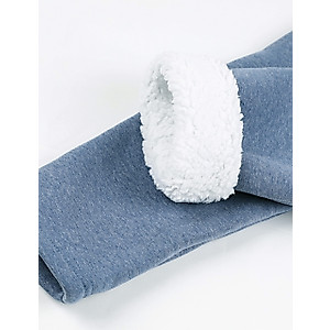 Yeokou Women Warm Sherpa Lined Fleece Crewneck Sport Sweatshirt Pullover Loungewear（Blue-S）