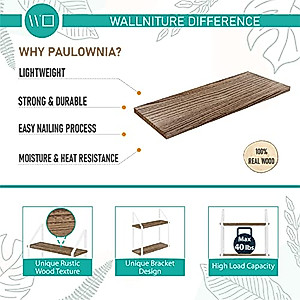 Wallniture Modena 2-Tier Bathroom Organizer, Wall Shelves for Kitchen Organization, Laundry Decor Wall Bookshelves Living Room Burnt Finish, White Bracket