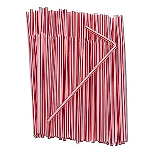 Flexible Plastic Drinking Straws (Assorted Classic Striped) Bendable Disposable BPA Free Bendy Straws