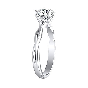 Blocaci 1 Carat Solitaire Classic Round Engagement Rings for Women Moissanite Rings 925 Sterling Silver 10K 14K 18K Gold Wedding Anniversary Rings Free Engraving (925 Sterling Silver)