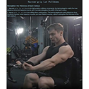 Home Gym Fitness Rowing T-bar V-bar Pulley Cable Machine Attachments, Bicep Curl Tricep LAT Pulldown Bar Back Strength Training Handle Grips LAT Pull Down Bar Press Down Exercises