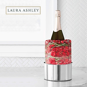Laura Ashley Champagne Bucket Ice Mold, Create a Custom Ice Bucket for Wine or Liquor Bottles, Includes Stainless Steel Drip Tray, Add Decorations for a Unique Centerpiece