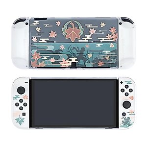 Eamily Cute Genshin Impact Kaedehara Kazuha Case Compatible with Nintendo Switch OLED, Dockable Case Cover, Ergonomic Soft TPU Grip Case for Joycon, Sparkle Skin Set