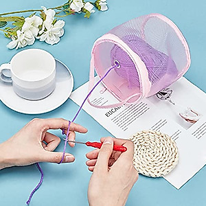NBEADS 2 Pcs Empty Mesh Yarn Bags, Portable Knitting Bag Organza Storage Cases Tote Bags Crochet Thread Sewing Accessories for Yarn Storage (Pink and Navajo White)