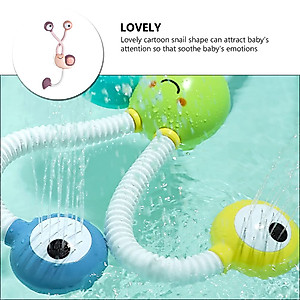 Toyvian Bath Toys for Baby Toddlers, Upgrade Electric Shower Baby Bath Toys Cartoon Snail Double Sprinkler Bathtub Tub Water Toys for Baby Kids（Battery Style, Random Color）