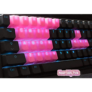 Tai-Hao Rubber Gaming Backlit Keycaps Set - 22 Keys for Cherry MX Mechanical Keyboards Compatible OEM Include Key Puller (Neon Jelly Pink)