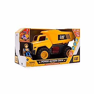 CAT Construction Toys, Power Action Crew 12" Dump Truck with Action Figure, Lights and Sounds, Ages 3 and Up
