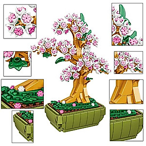 IACTIONUNION Cherry Blossom Bonsai Tree Building Block Sets 550Pcs Japanese Sakura Artificial Flowers Building Toys Botanical Collection Gifts for Women Girls Adults Kids 8-12