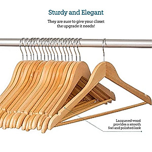 Work Clothes Hangers, Wooden Hangers Ultra Thin Space Saving Non-Slip Hangers Velvet Hangers Suit Hangers Ideal for Everyday Standard Use, Clothing Hangers (24)