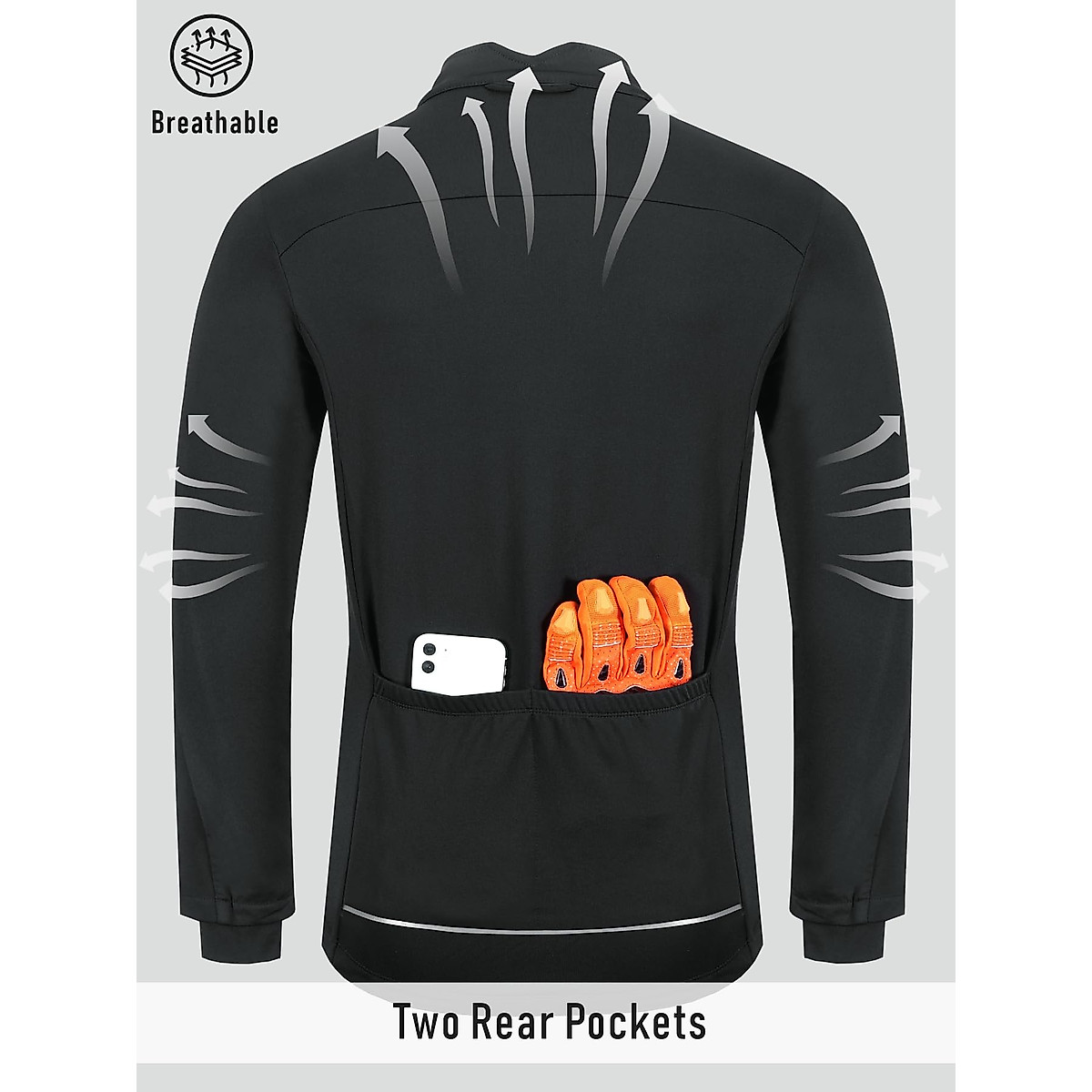 qualidyne Men's Winter Cycling Jacket Thermal Fleece Lined Bicycle Biking Jacket Cold Weather Windproof Softshell Windbreaker