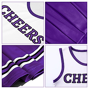 Toulite 4 Pcs Girls Cheerleader Costume Outfit Set Fancy Dress for Kids Halloween Sport Game (Purple,8-9 Years)