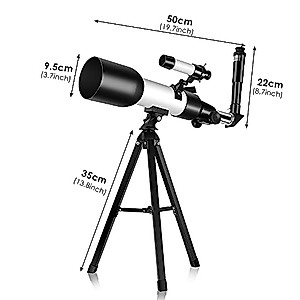 SZRWD Kids Astronomical Telescope, Professional 90X Astronomical Landscape Telescope with Tripod & 2 Magnification Eyepieces & 1.5X Barlow Len, Suitable for Children Beginners to Explore Science