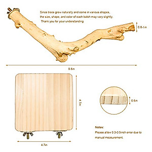 5 PCS Bird Perch Wood Stand Pole，Bird Wood Perch Platform Exercise Playground Toy for Pet Parrot Budgie Parakeet Cockatiel Conure Lovebirds Cage Accessories Toys (H01)