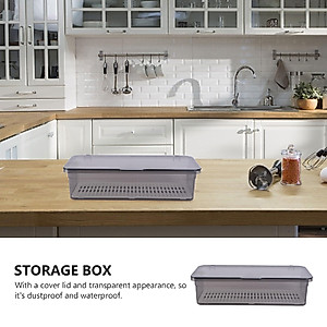 Cabilock 2pcs Flatware Tray with Lid, Kitchen Cutlery Tray and Utensil Drawer Organizer, Silverware Countertop Storage Container with Cover (Black)