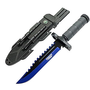 DEFENDER XTREME 13" Survival Knife w/Sheath Fire Starter Whistle Blade Sharpener