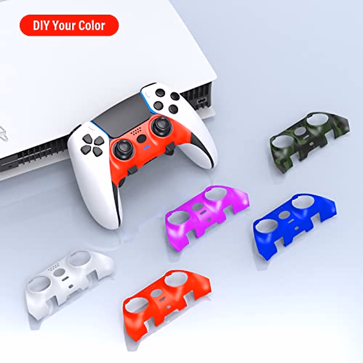 Faceplate for PS5 Dualsense Edge Controller Accessories Skin, Playstation 5 Pro Controller Face Plate Front Cover (Red)