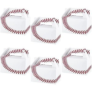 durony 6.2" Baseball Favor Boxes 24 PCS Cardboard Treat Boxes Baseball Sports Theme Party Gift Box Candy Snack Goodie Bags for Kids Adults Baby Shower Baseball Party Supplies