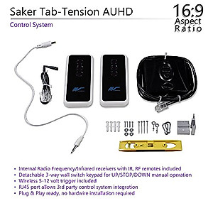 Elite Screens Saker Tab-Tension AcousticPro UHD Series, 100" Diagonal 16:9, 4K/8K Ultra HD Electric Sound Transparent Perforated Weave Drop Down Front Projector Screen, SKT100UH-E24-AUHD