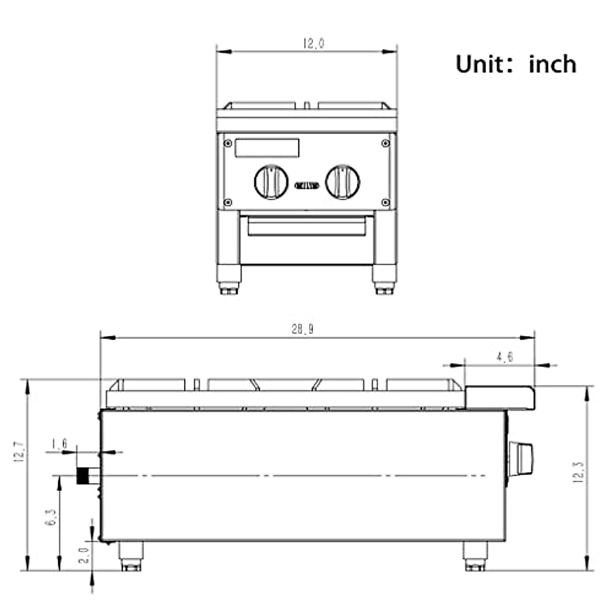 ERUPTA 12'' Commercial Hot Plate Natural or Propane Countertop Gas Cook Stove Range with 2 Burners BTU 56,000 Restaurant Equipment¡­