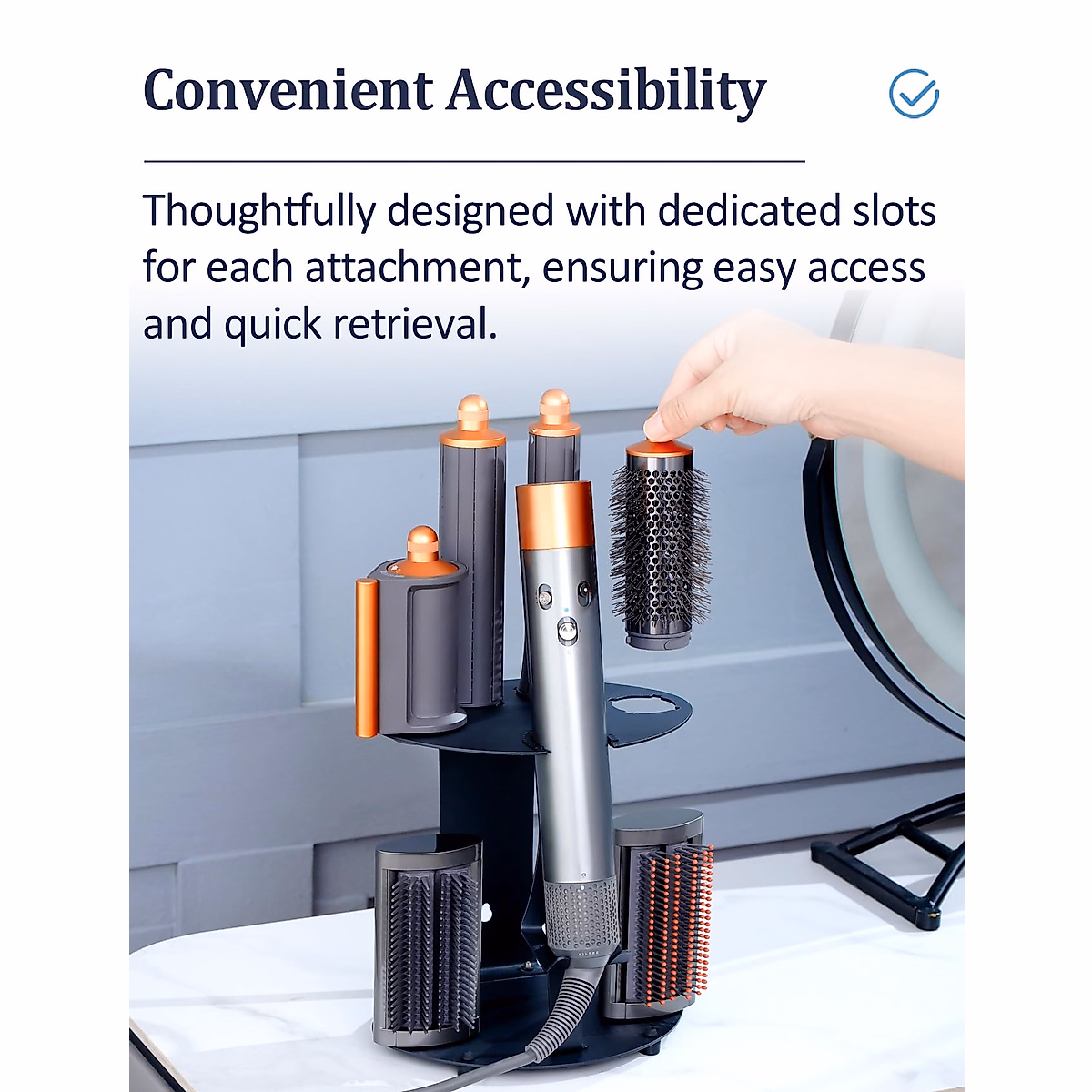 Curling Iron Storage Holder Attachments Compatible with Dyson Airwrap Organizer Wall Mounted Stand, Hair Wrap Rack on Desktop Accessories for Home/Bathroom