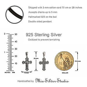 925 Sterling Silver Small Orthodox Cross Necklace for Men Women - Dainty Jesus Christ Crucifix Pendant - Christian Religious Jewelry Gifts for Women Men - Handmade