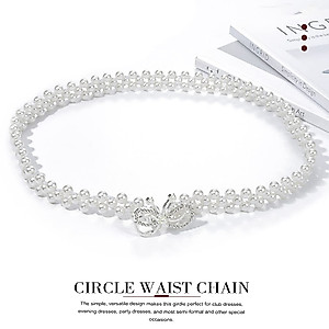 Cosydays Pearl Waist Belt Butterfly Waist Chains Elastic Dress Belt Rhinestone Waistband Jewelry for Women and Girls (Bow1)