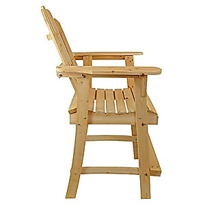 Westcharm Ready-to-Finish Balcony Tall/Counter High Adirondack Chair with Footrest for Outdoor Outside Garden - Unfinished Natural Wood