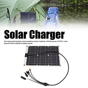 Solar Battery Panel 50W 4 Connectors Monocrystalline Silicon 18V Output High Efficiency Portable Solar Charger Panel