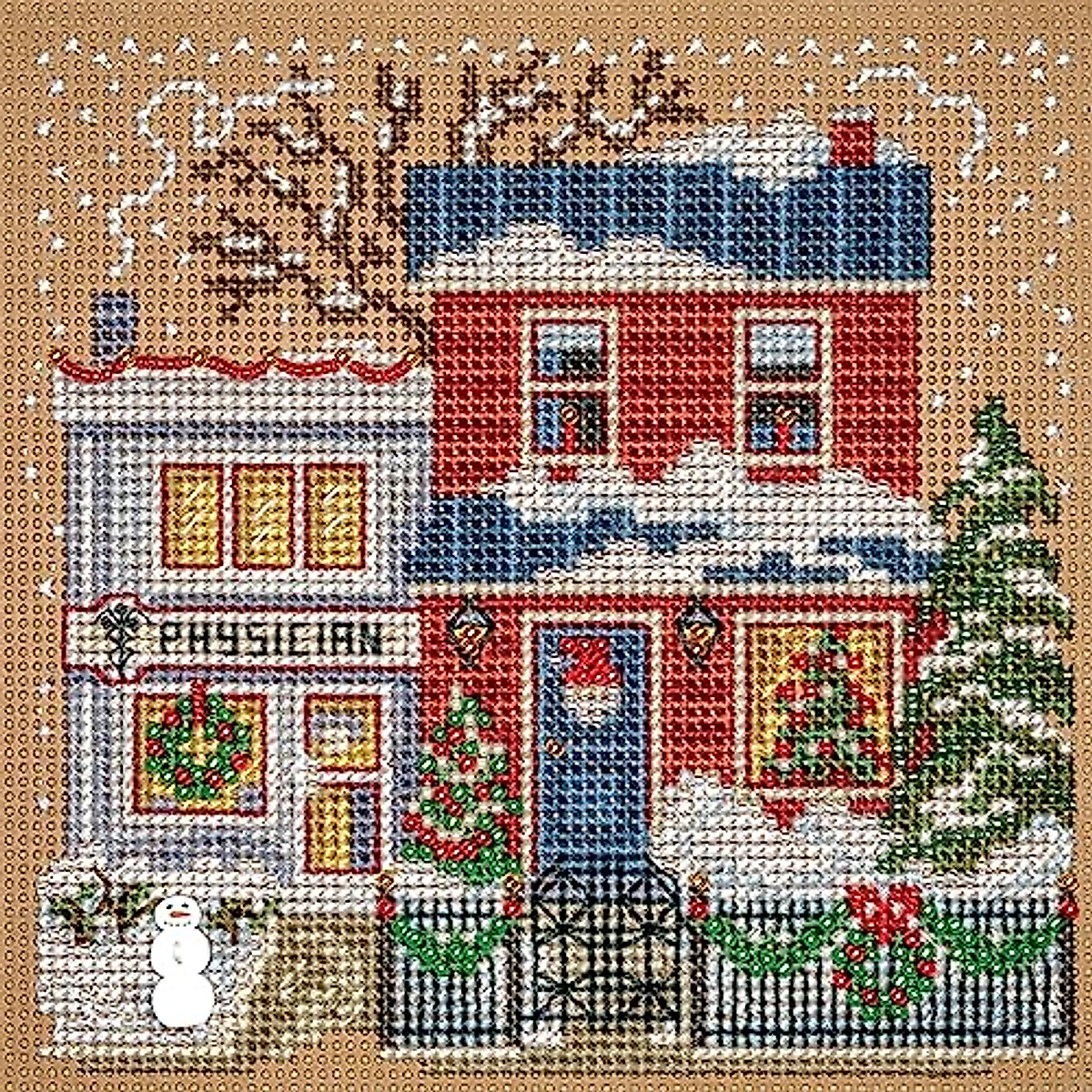 Mill Hill Village Physician Beaded Counted Cross Stitch Kit Buttons & Beads 2023 Winter Series MH142334, 5.25" x 5.25", Multi