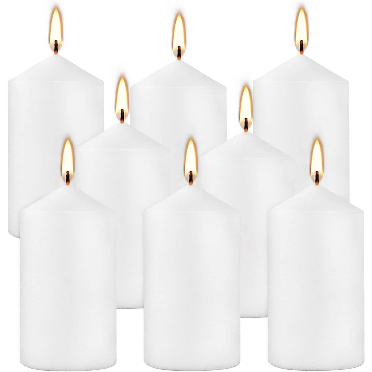 Set of 8 Unscented Pillar Candles 2" x 4"，White Candles for Home Decor,Church,Restaurants,Spa,Emergency Light,All Occasions