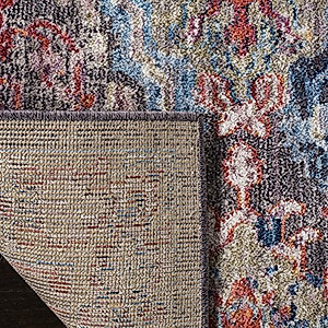 SAFAVIEH Bristol Collection 8' x 10' Dark Grey/Blue BTL340A Boho Chic Distressed Area Rug