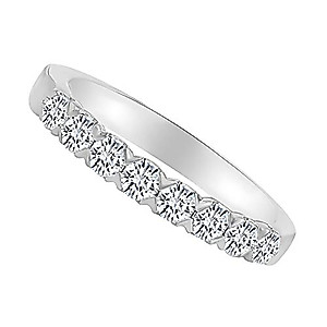 AFFY 1/2 Carat Round Shape White Natural Diamond Engagement Wedding Band Ring In 14k Solid White Gold (0.5 Cttw) Ring Size-10.5