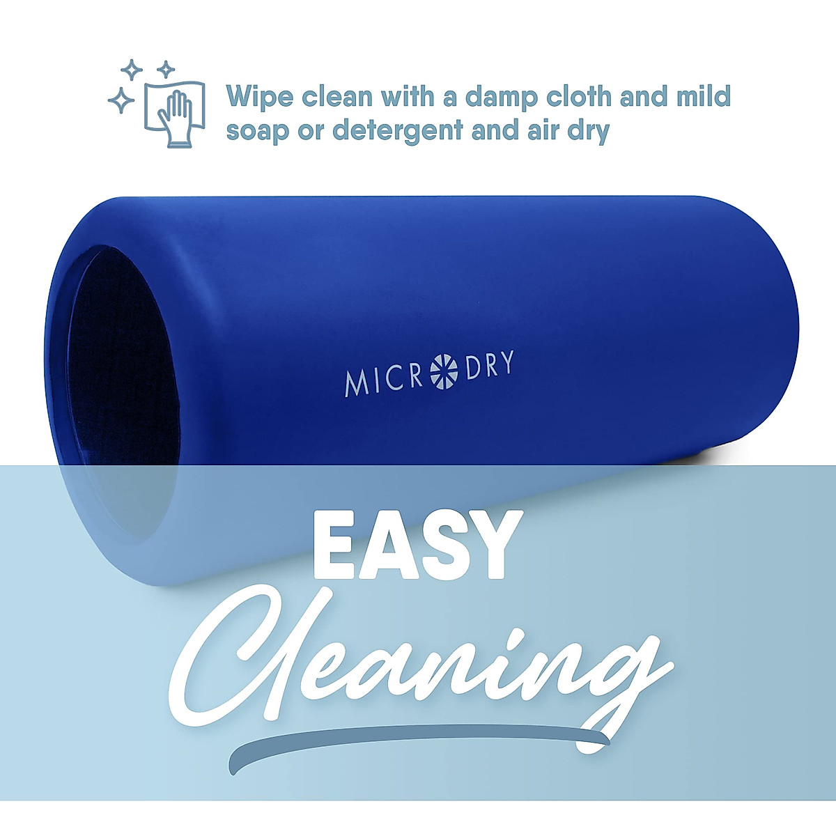 MICRODRY Deluxe Fitness Foam Back Roller for Muscle Relief, Roller for Yoga, Stretching, Deep Tissue Firm Massage & Trigger Point Release, Exercise Workout at Home or Gym, 13x5.3", Blue