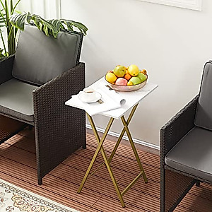 VECELO Foldable TV Tray Portable Wooden Snack Table for Livingroom, Bedroom, Office, Tiny Desk, Golden