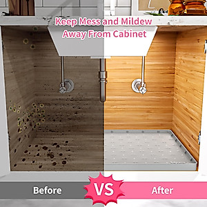 Sdpeia Under Sink Mat for [34" x 22"] Cabinet, Upgraded Silicone Waterproof Mat Kitchen Cabinet Liner Cabinet Protector Kitchen Organizers and Storage