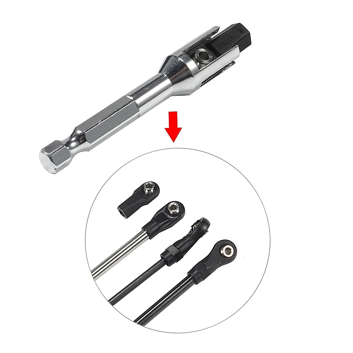 RC tool kit Quick Assembly Tool Ball Joint Wrench with 1/4'' Hex Shank Fit 5347 Rod Ends for 1/10 RC Crawler Links Building TRX4 SCX10 TF2 VS4-10 RC tool set (Rod Ends Assembly Tool Black) (Black)